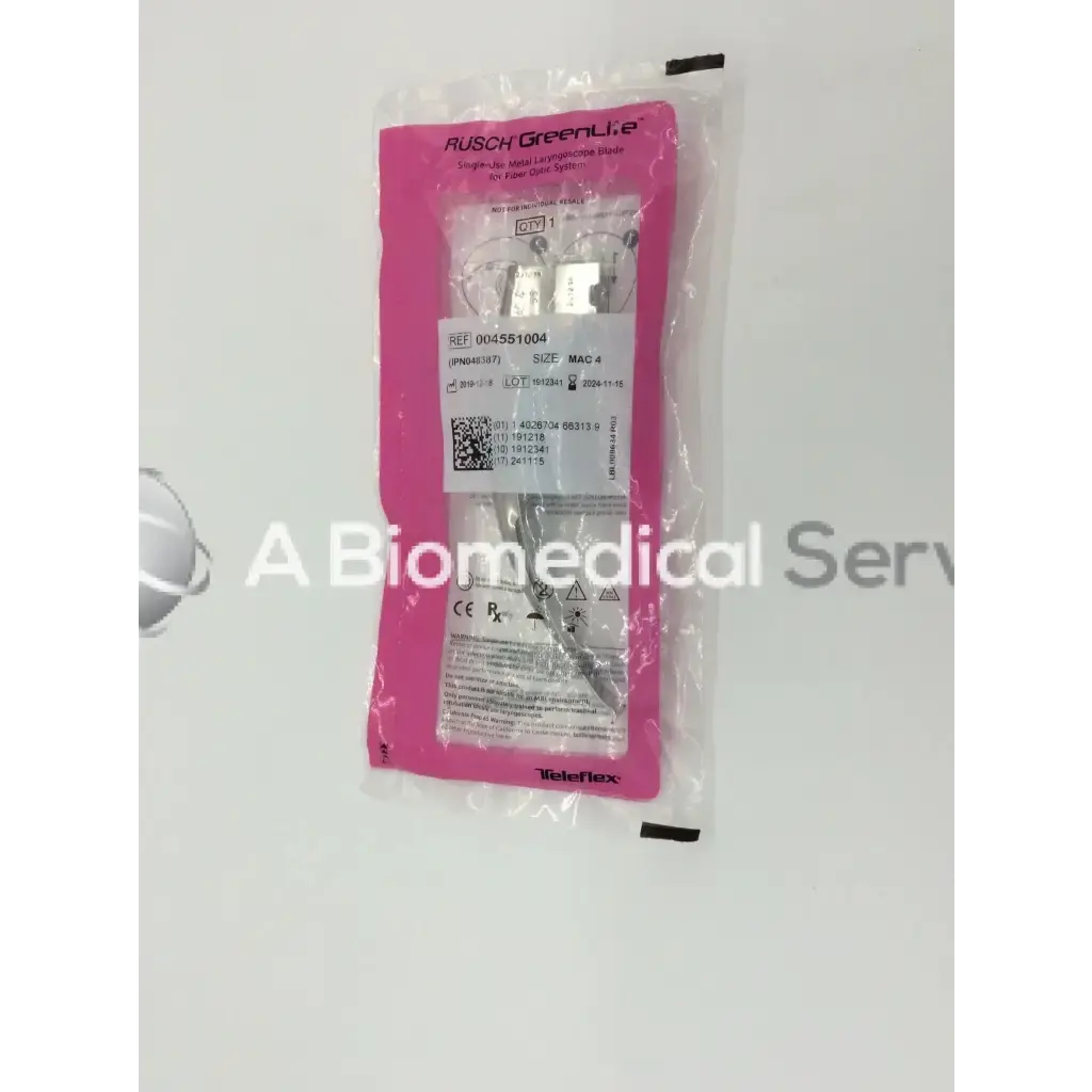 Teleflex Rusch Green Lite Mac 4 Metal Laryngoscope Blade for Fiber ...