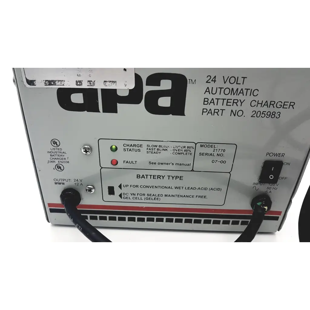 APA 24 Volt Automatic Battery Charger 205983 - A Biomedical Service