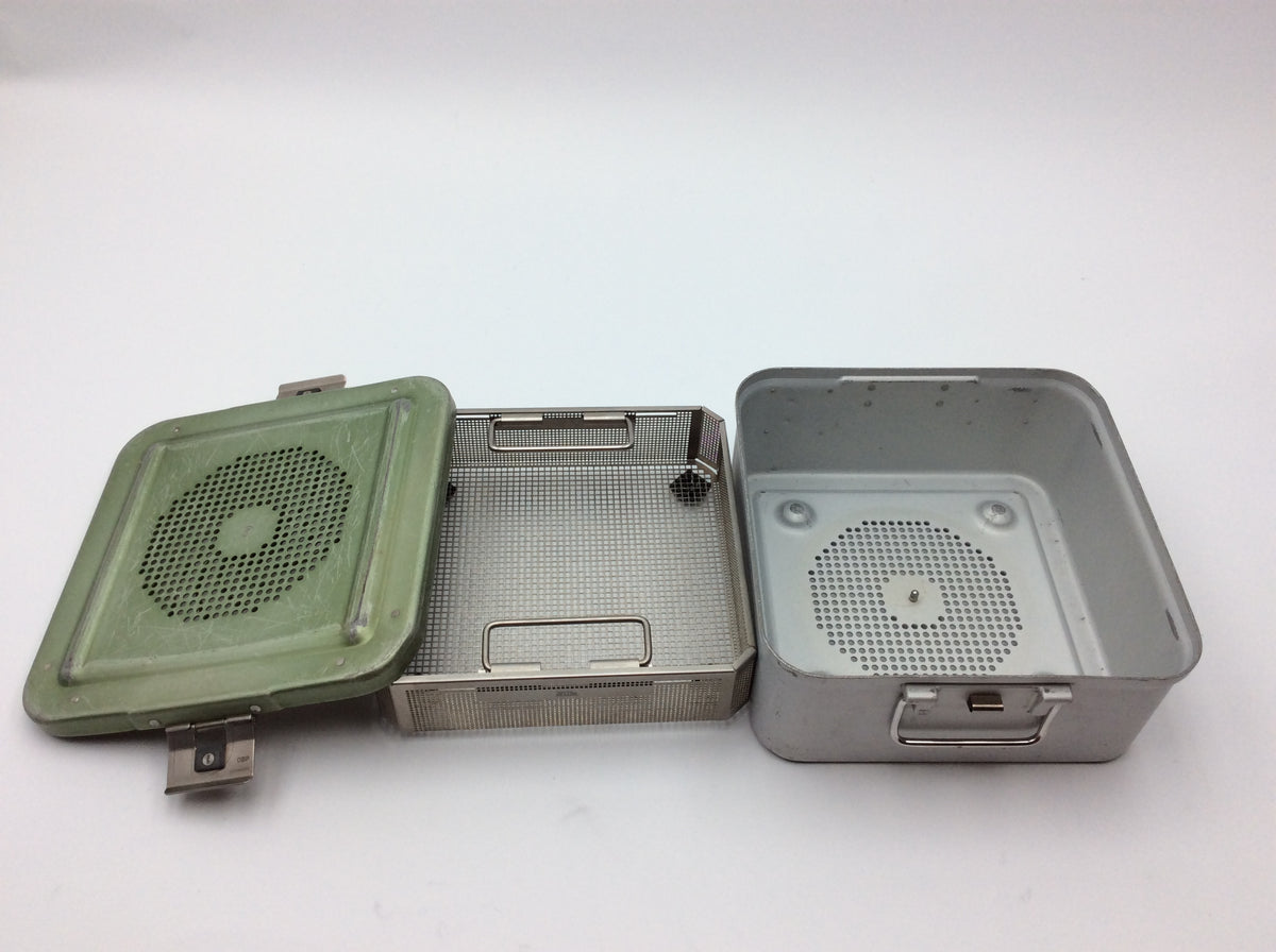 Aesculap Sterile Container System DBP W/ JK 787 Green Lid & Jf113R Cas ...
